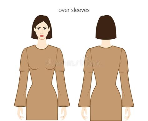 Over Sleeves Long Length Clothes Character Beautiful Lady In Nude Top Shirt Dress Technical