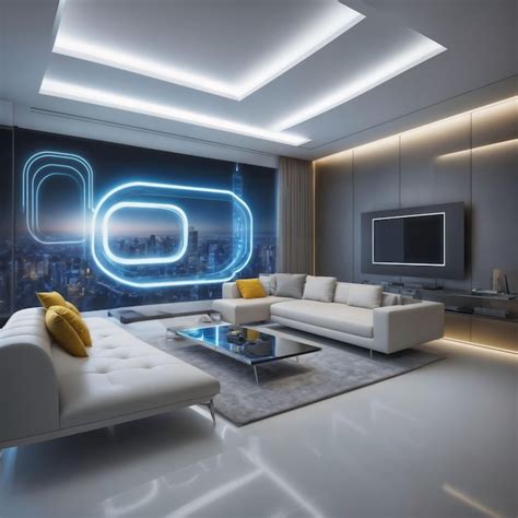 Premium Ai Image Interior Of Modern Futuristic Sci Fi Living Room