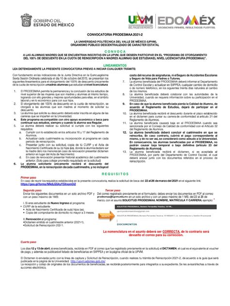 Convocatoria Upvm Prodesmaa 2021 2 Pdf