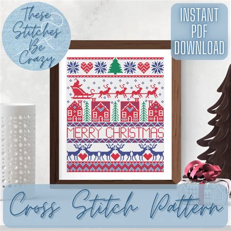 Scandinavian Christmas Cross Stitch Pattern Pdf Download Nordic
