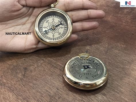Nauticalmart Brass Compass Rms Titanic 1912 Brass Pocket T Beautiful