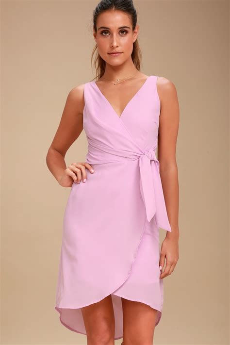 Lovely Lavender Dress Wrap Dress High Low Midi Dress Lulus