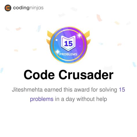 Codingninjas Achievements Jitesh Mehta