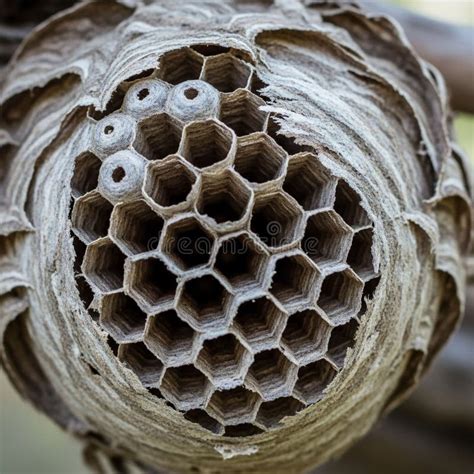 Close Up Of A Wasp Nest Displaying Its Hexagonal Comb Structure Stock Illustration