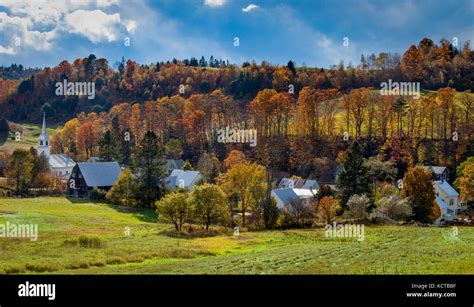 Autumn View Of East Corinth Congregational Church And Town Of East