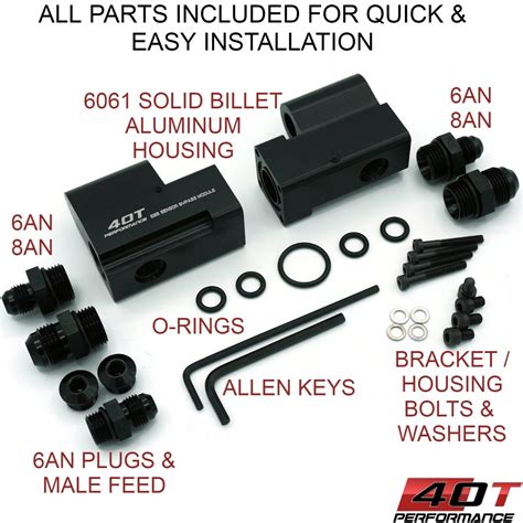 E85 Flex Fuel Sensor Mount Bypass Kit Solid Billet 6an 8an Splitter Gm