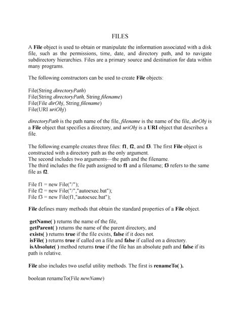Javafile Its About Java Thread FILES A File Object Is Used To Obtain Or Manipulate The Studocu