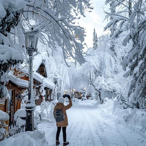 A Person Taking A Selfie In Front Of A Snowy Winter Wonderland Zone
