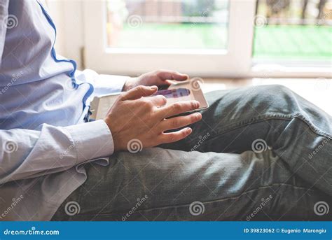 Close Up Hands Multitasking Man Using Tablet Stock Photo Image Of Multitasking Business 39823062