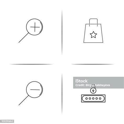 介面簡單線性圖示集簡單大綱圖示向量圖形及更多圖示圖片 圖示 密碼 拉近 Istock