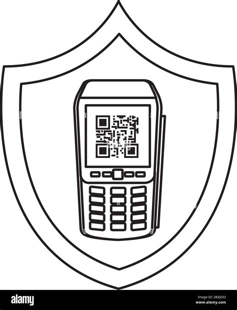 dataphone with scan code qr in shield stock vector image and art alamy