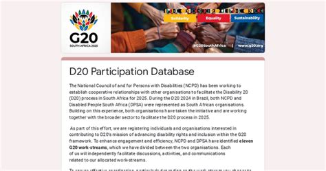 D20 Participation Database National Council Of And For Persons With Disabilities Ncpd