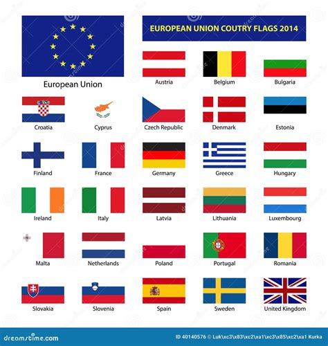 Drapeaux De Pays De L Union Européenne 2014 Illustration de Vecteur