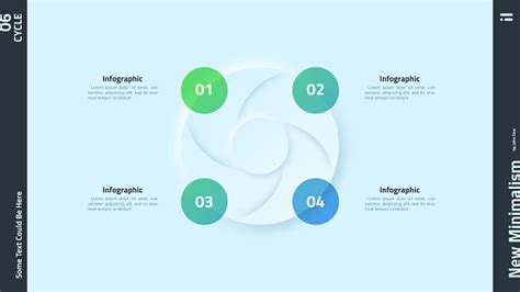 4개의 나선형 요소와 원이 있는 원형 차트 제조 주기의 4단계 개념 뉴모픽 인포그래픽 디자인 템플릿입니다 순환 비즈니스 프로세스 시각화를 위한 현대 벡터 그림 4가지 개체에