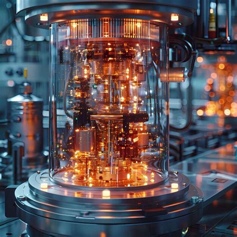 Futuristic Quantum Computer Core Glowing With Technological Splendor Premium Ai Generated Image
