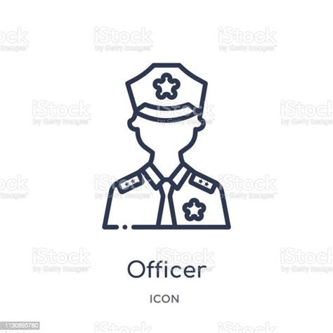 육군 및 전쟁 개요 컬렉션에서 선형 장교 아이콘입니다 얇은 라인 장교 벡터 흰색 배경에 고립입니다 장교 유행 삽화 군사에 대한 스톡 벡터 아트 및 기타 이미지 Istock