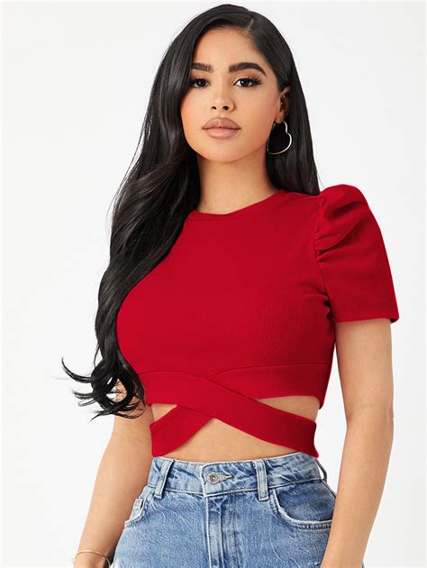 SHEIN Top Con Estampado Floral De Manga Farol