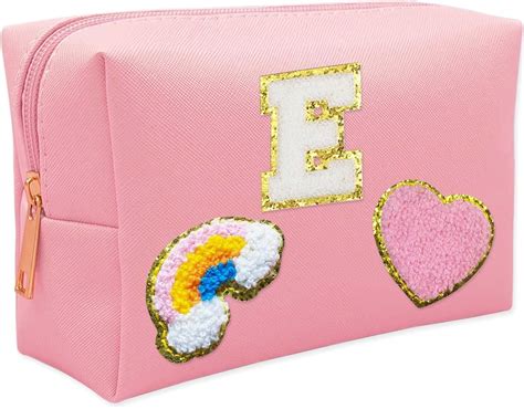 Personalized Inital Preppy Makeup Bag Set With Zipper