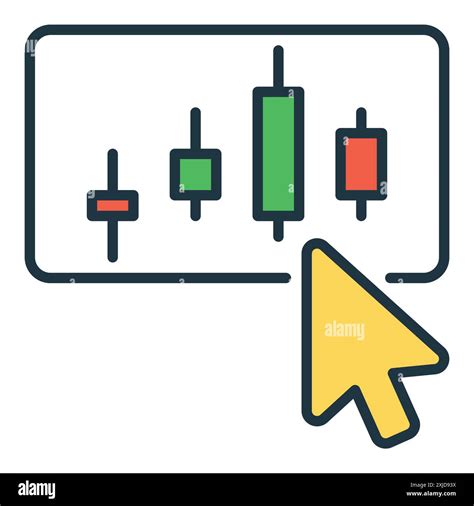 Candlestick Chart With Mouse Cursor Vector Concept Colored Icon Or Logo