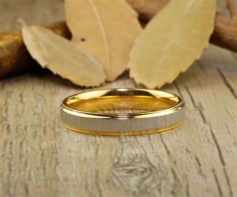 Handmade His And Her 18k Gold Wedding Titanium Rings Set