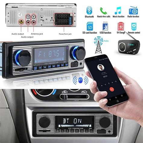 무선 자동차 라디오 블루투스 레트로 Mp3 멀티미디어 플레이어 Aux Usb Fm 플레이 빈티지 무선 12v 스테레오 오디오