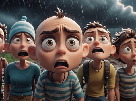Cartoon Characters With Wide Eyes And Furrowed Brows Their Thoughts