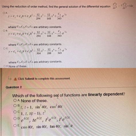 Solved Using The Reduction Of Order Method Find The General Chegg