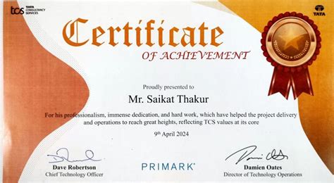 Saikat Thakur On Linkedin Primark Tcs Appreciation Gratitude