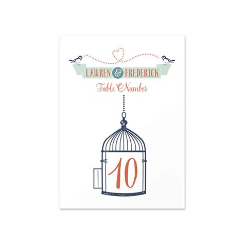 Bird Cage Table Numbers Cards And Pockets