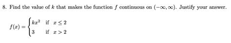 Solved Find The Value Of K That Makes The Function F Chegg