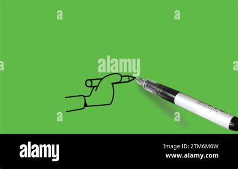 Draw Close View Of Human Hand Hold Pen Write On Rectangle Paper With