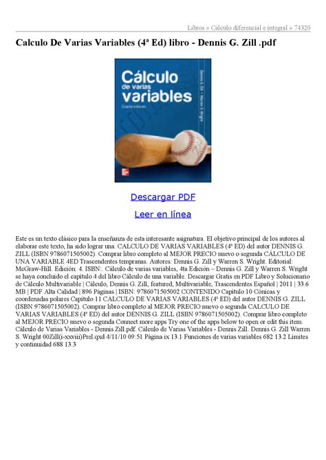 Calculo De Varias Variables 4ª Ed Libro Dennis G Zill