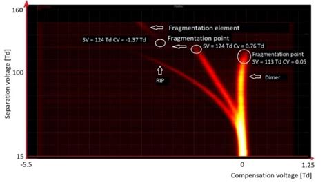 Dms Spectrogram Of Ethyl Acetate With Points Indicating Fragmentation