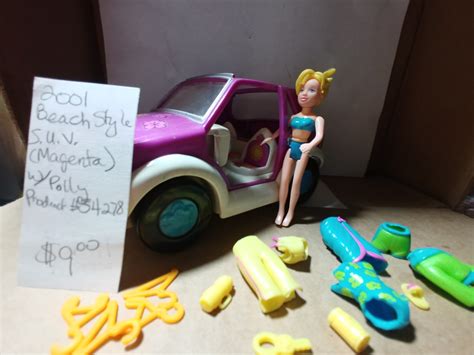 2001 Polly Pocket Beach Style Suv Magenta With Polly Dolls Clothing
