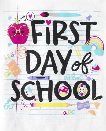 Girls Short Sleeve First Day Of School Graphic Tee White The