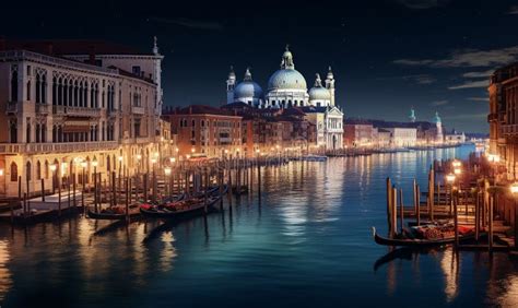 Panorama Of Venice By Night Ai Generated Stock Illustration