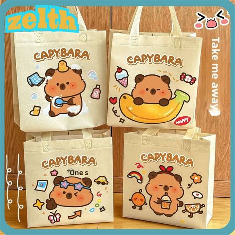 Zelth Capybara Tote Bagแบบพกพาreuseการ์ตูนcapybaraกระเป๋าของขวัญวัน