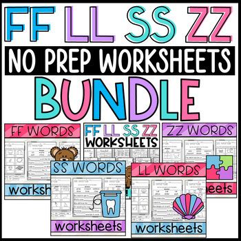 Double Consonants Worksheets BUNDLE FF LL SS ZZ Independent Morning