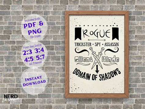 Dnd Poster For Dnd Rogue Class Dnd Player T For Dm Ideas Printable Pdf For Dungeons
