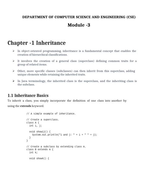 Module 3 Java Notes Pdf Method Computer Programming Inheritance Object Oriented