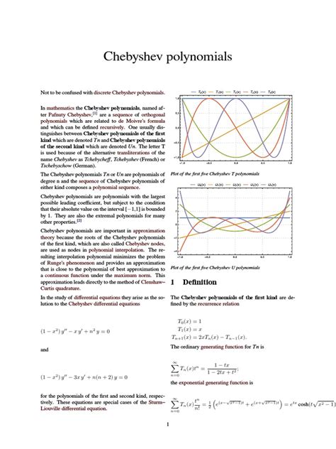 Chebyshev Polynomials Complex Analysis Analysis