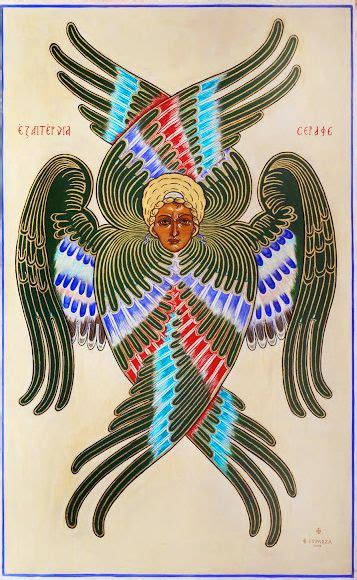 Six Winged Met Afbeeldingen Symbolen Engel Surrealisme