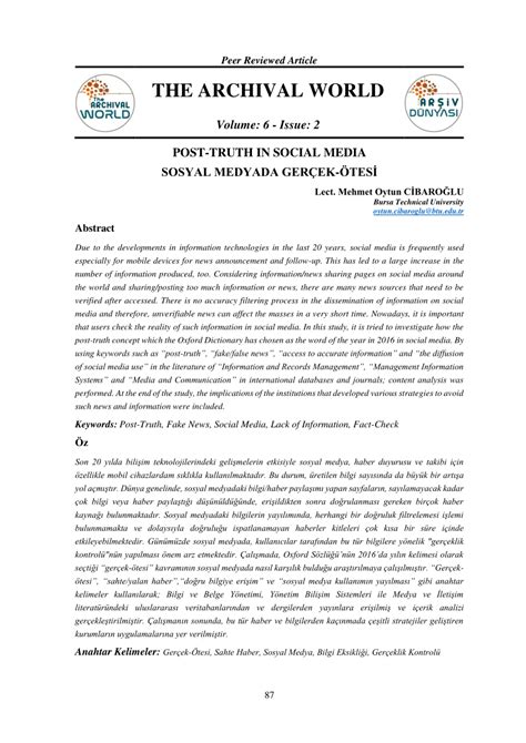 Pdf Post Truth In Social Media
