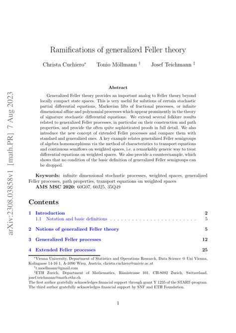 Pdf Ramifications Of Generalized Feller Theory