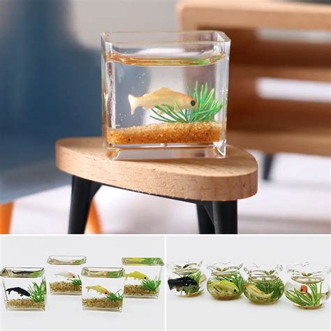 Mini Acr Lico Tanque De Peixes Falsos Decora O De Mesa Pequeno Vidro
