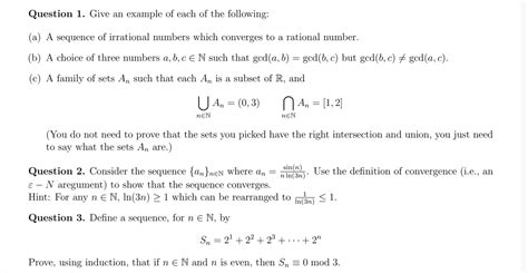 Solved Question 1 Give An Example Of Each Of The Following