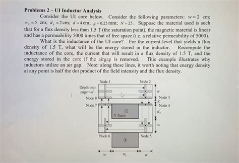 Solved Problems 2 Ui Inductor Analysis Consider The Ui Core