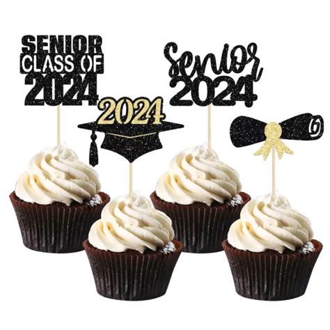 GYUFISE GRADUATION CUPCAKE Toppers 2024 Graduation Picks Graduation Hat