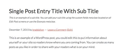 Add Sub Titles To Your Posts