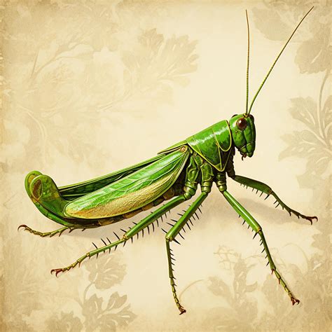 Premium Photo Green Grasshopper On A Gold Background Generative Ai